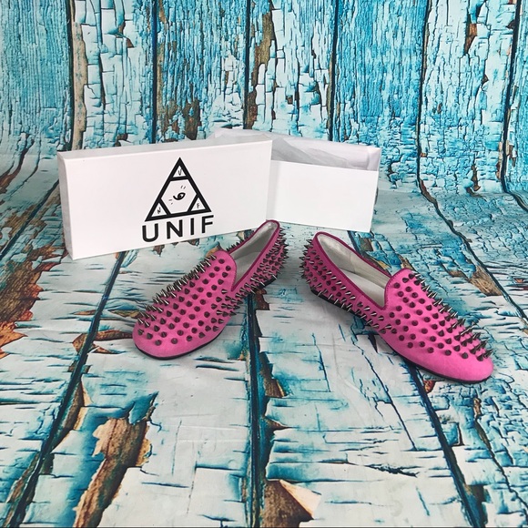 UNIF | Shoes | Unif Hellraiser Bubblegum Pink Spiked Flats Nib | Poshmark